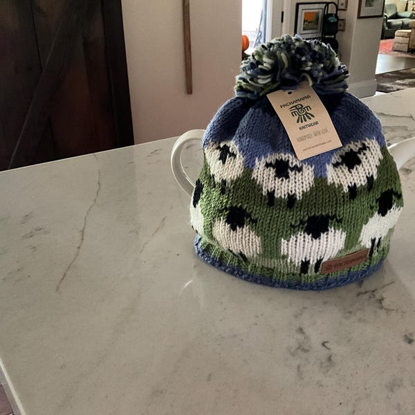 Flock of Sheep Wool Tea Cosy - 100% Wool - Knit Tea Cosy - Sheep Decor ...