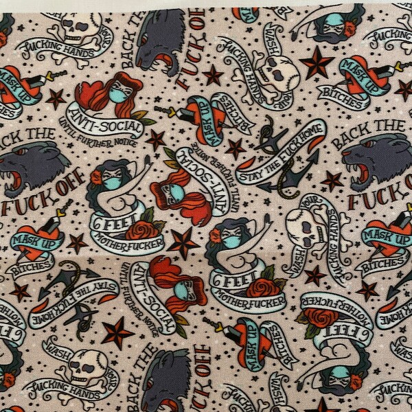 Swear Word Fabric - Sweary Pinups and Tatts by Cynthiafrenette - Adult ...