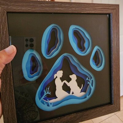 Dog Shadow Box SVG for Cricut Silhouette, Puppy Memorial Gift, Dog 3d ...