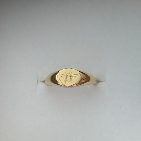 Bee Ring, Image Signet Pinky Ring, Manchester Bee Ring, Gold Pinky ...