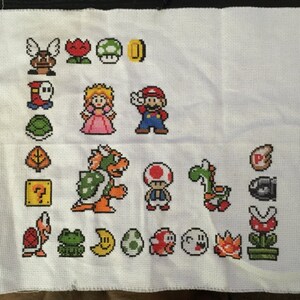 Super Mario Sampler retro Video Game Super Mario Cross - Etsy