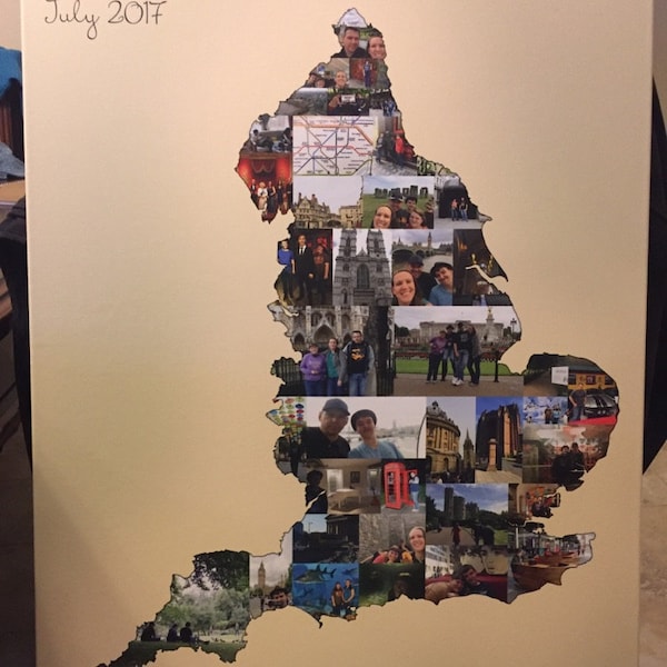 Custom Country Map Photo Collage - Personalized Canvas Print - Etsy UK