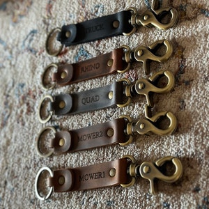 Personalized Leather Keychain, Customized Keyfob, Leather Keychain With ...