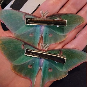 Silk Luna Moth Hair Clips With 3d Double-layer Wings Hair - Etsy