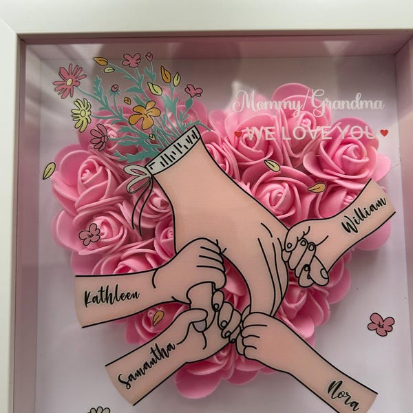 Personalized Mom Flower Shadow Box, Mother's Day Gift, Custom Roses ...