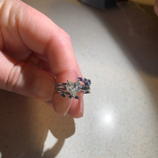 Ring Enhancer Double Bands Stacking Ring White Gold Wedding Band ...