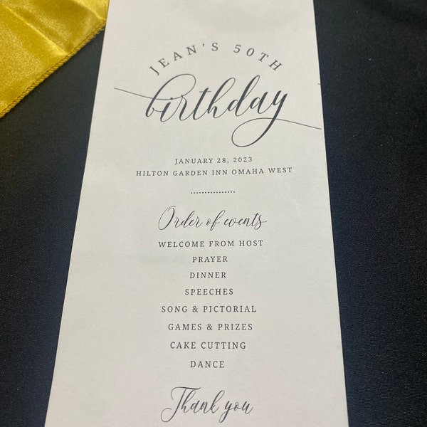 Birthday Program Template, Birthday Itinerary Template, Editable ...