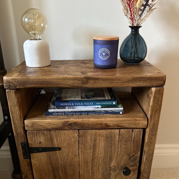 Rustic Wooden Bedside Table | Side Table | Homemade Rustic Side Table ...