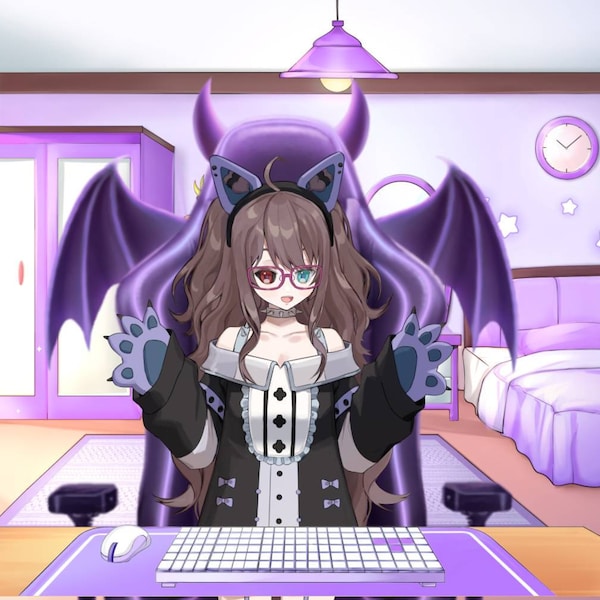 1 Animated Stream Decoration: Halloween Gaming Chair, Neon Purple Devil ...