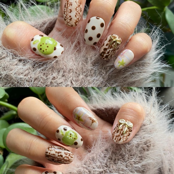 Green Apple Set- Polkadot, Flowers Apples - Etsy