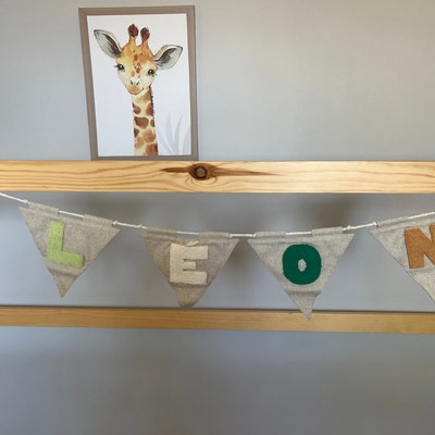 Nursery Name Banner, Custom Banner for Nursery, Personalized Linen ...