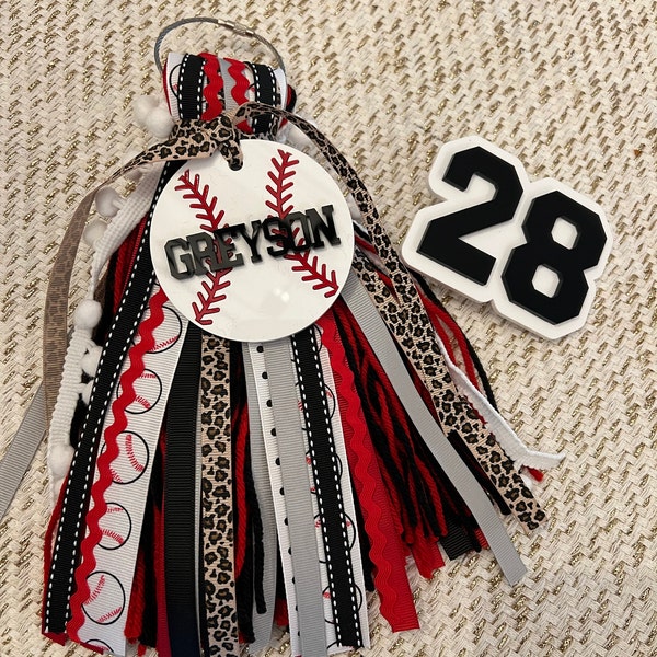 Personalized Baseball Bag Tag: Acrylic Charm With Tassel - Etsy