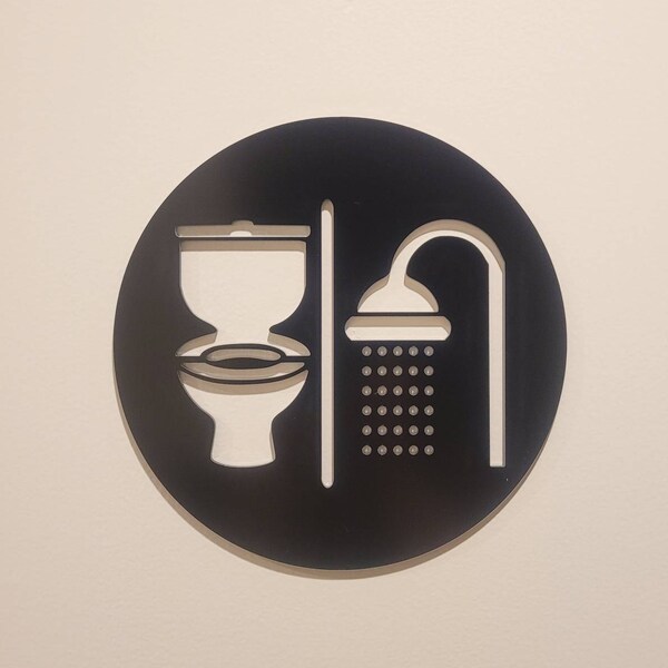 Restroom and Shower Sign With Symbols. Door Sign for Shower Room ...