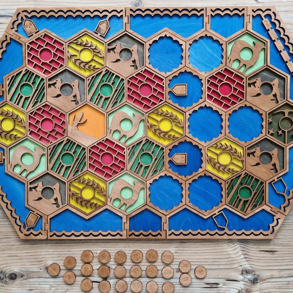 Catan Inspired Boardgame Laser Template And Glowforge File Download Etsy