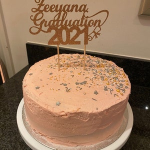 Custom Graduation Glitter Cake Topper, Personalised Cake Topper, Any ...
