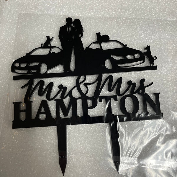 Car Wedding Cake Topper, Custom Car Silhouette Topper, Drivers Wedding ...