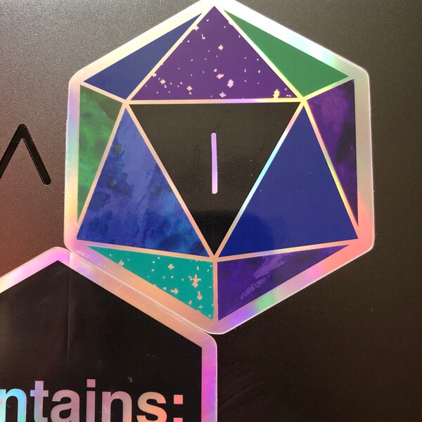 Blue D20 Nat 1 - Holographic Hexagon Sticker - Etsy