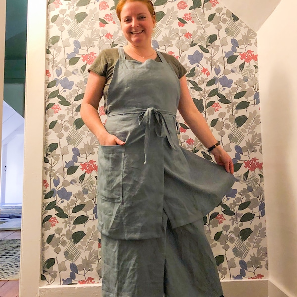 Pottery Apron With Pants/sewing Pattern/ Potter's Split Leg /cross Back ...