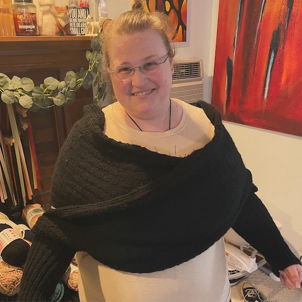 KNITTING PATTERN ** Snowfall Sweater Scarf, Scarf With Sleeves, Sneed ...