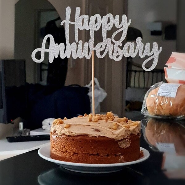 Happy Anniversary Cake Topper, Anniversary Topper, Cake Decoration ...