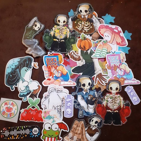 Aesthetic Chilling Skeleton Waterproof Stickers - Etsy