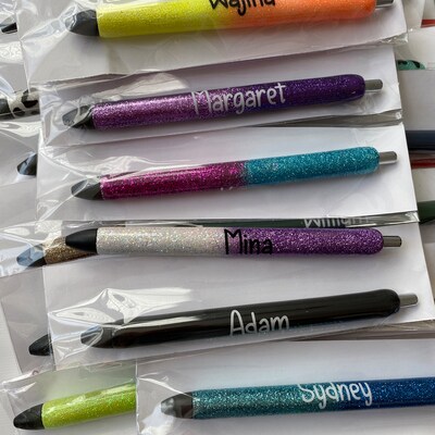 Personalized Epoxy Glitter Black Ink Pen: Refillable - Etsy