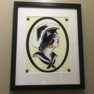 Pirate Pin up Tattoo Cameo Art Print 8 X 10 Pinup Rockabilly Retro 50s ...