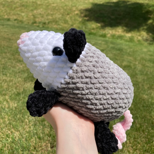 Crochet Possum Pattern NO SEW Opossum Laying Down Sploot Regular Size ...