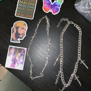 POST MALONE Inspired Sword Y-chain Necklace // circles - Etsy