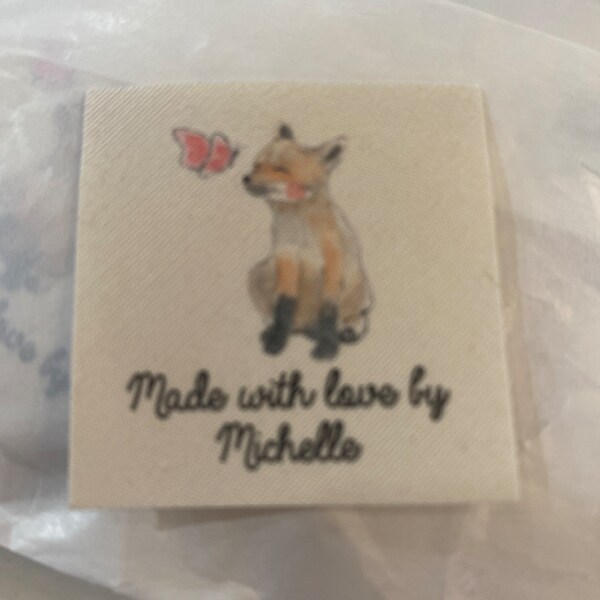Whimsical Watercolor Fox and Flowers, Personalized Sewing Labels for ...
