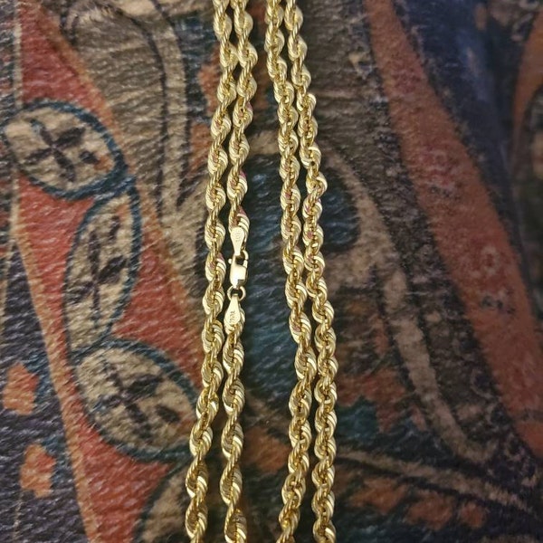 10kt Real Gold Rope Chain 4mm - Etsy