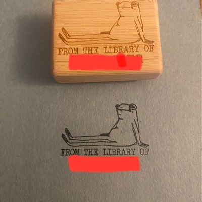 Custom Ex Libris Book Stamp, Cute Sitting Frog, Personalized Library ...