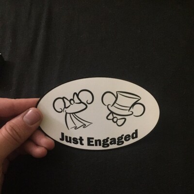 Just Engaged Car Magnet or Sticker Door Magnet Mickey and Minnie Just ...