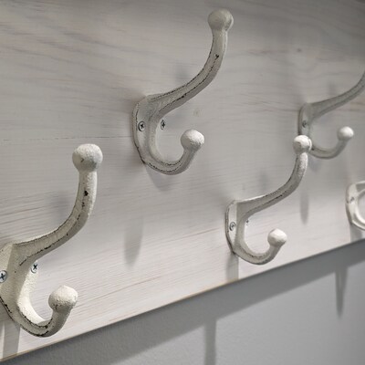 Rustic Cast Iron Coat Hooks 5 Pack Wall Mounted Farmhouse Decor square ...