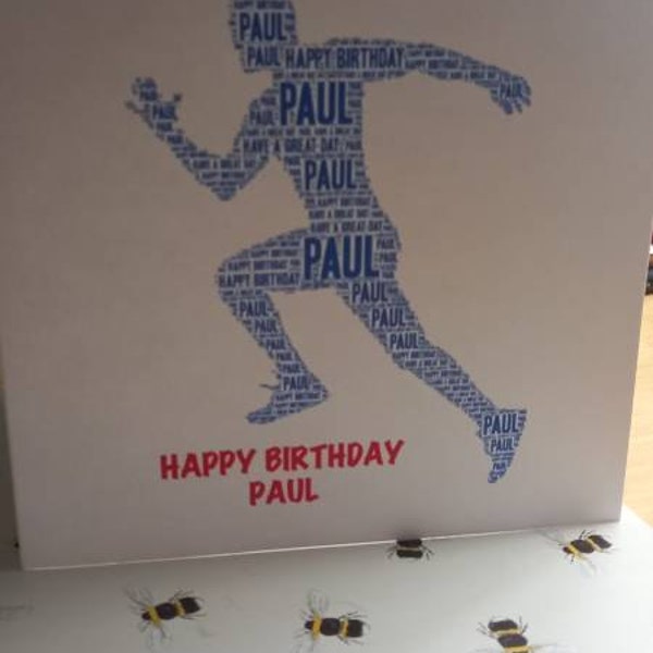 Personalised Male Runner Card, Personalised Birthday Card, Personalised ...