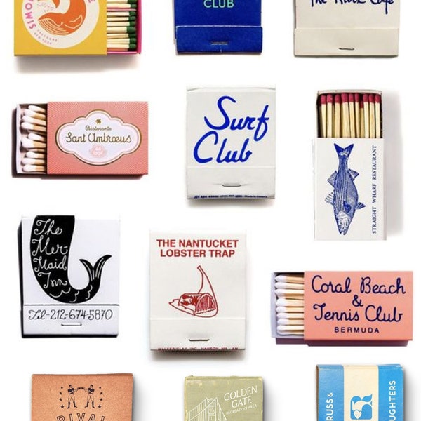 VINTAGE MATCHBOX PRINT, Trendy Matches Poster, Retro Matchbook Wall Art ...