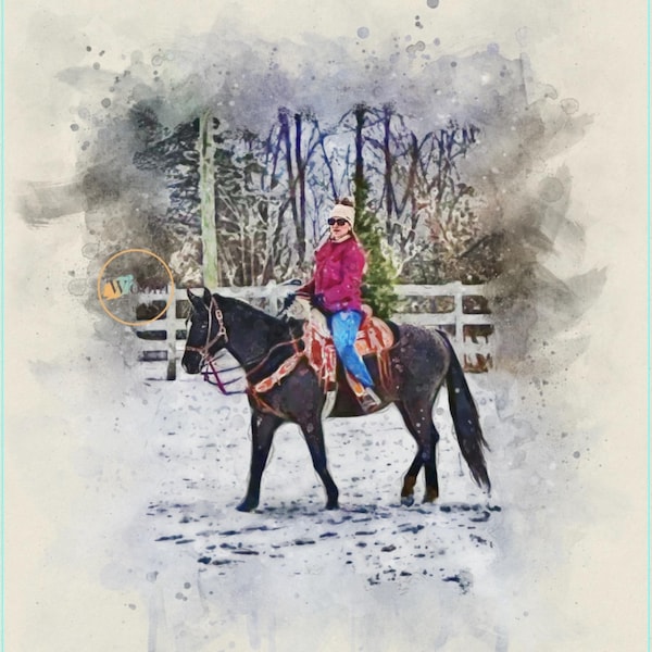 Custom Horse Watercolour Custom Drawing Horse Portrait From Photo ...
