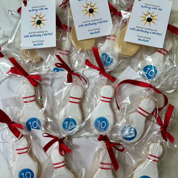 Bowling Theme Party Favors for Birthdays, Bowling Pin Cookies, Bowling ...