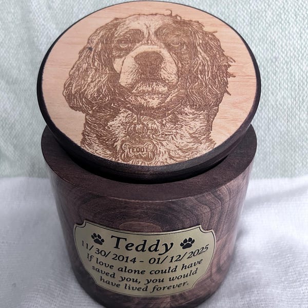Pet Hair Small Keepsake for Lost Pet, Pet Paw Print Wooden Keepsake Box ...