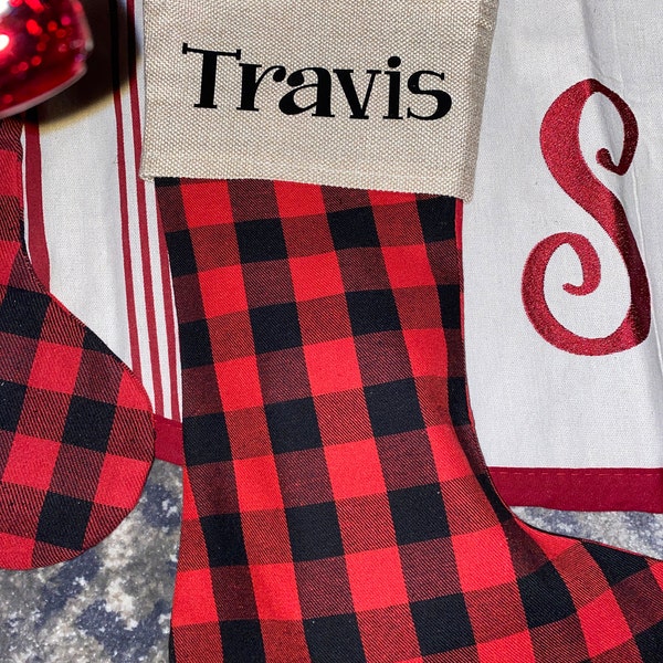 Buffalo Check Christmas Stocking - Personalized Plaid Stocking - Etsy