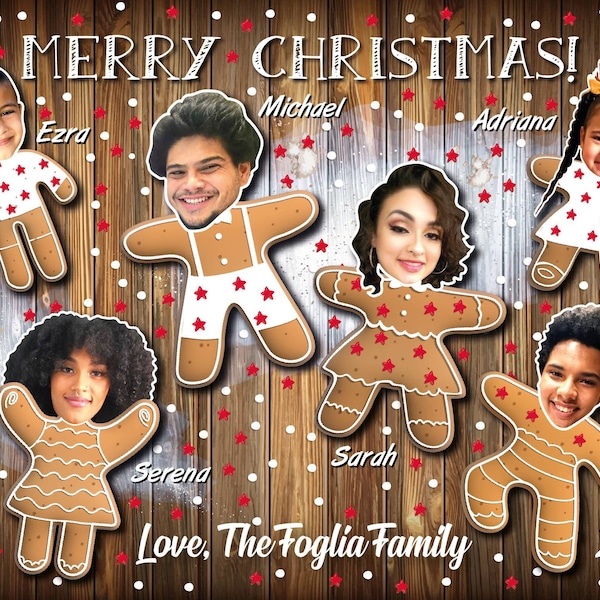 Personalized Gingerbread Family Christmas Card, Funny Photo Office ...