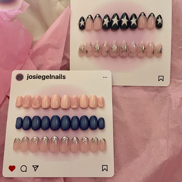 Green Mismatched French Manicure Gel Press on Nails Josiegelnails ...