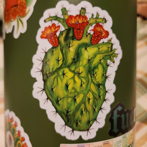 Corazon Nopal Sticker (4" X 4") - Etsy