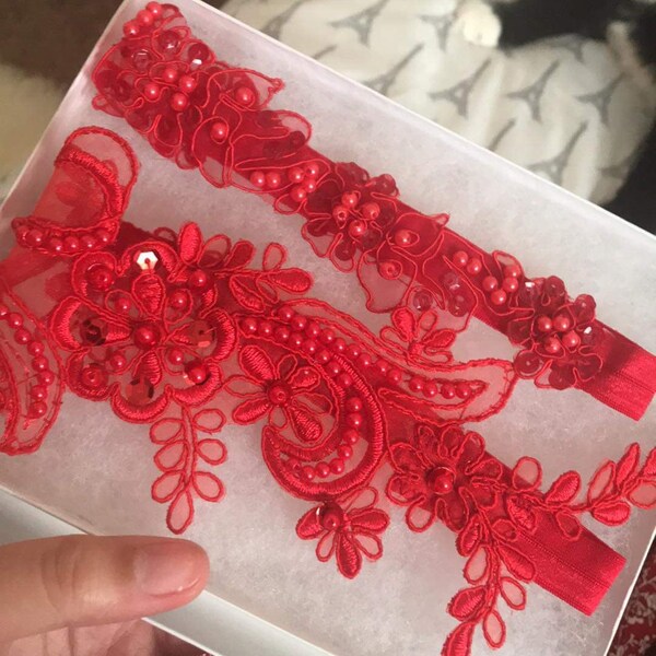 Garter,wedding Garter Set,red Garter,garter Red,bridal Garters Red,red ...