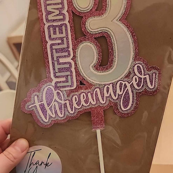 Little Miss Threenager Cake Topper 3nager 3rd Birthday Cake Topper ...