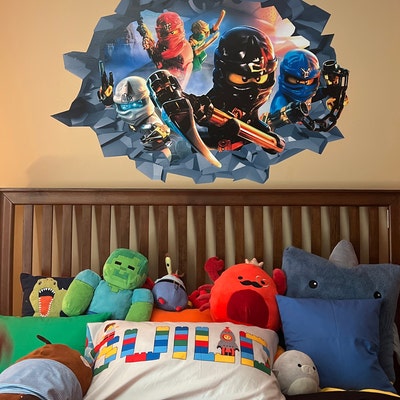 Blue Custom Name, Wall Decal,wall Sticker,color Bricks, Wall Art Peel ...