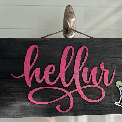 Hellur Welcome Sign SVG, Round Door Hanger SVG, Housewarming Gift ...