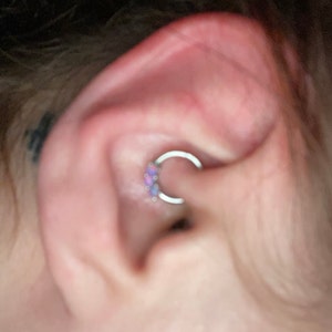 Purple Fire Opal Flower Cartilage Daith Helix Tragus Piercing 316L ...