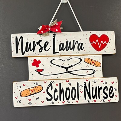 1 PIECE SIGN Nurse Sign Wall Art Door Hanger Plaque Wood Wooden ...