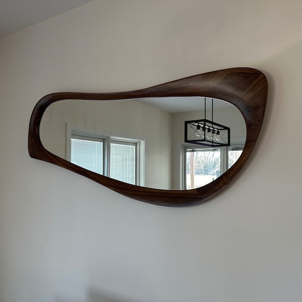 Real Walnut Frame Full Length Mirror: Home Decor, Asymmetrical ...